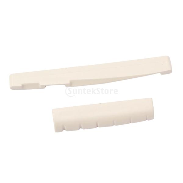 説明:ギタースロット付きサドルとナットの 1 セットポンポン製.丈夫でコンパクトかなりいい音で鳴らして6弦アコースティック・フォーク・ギターに対応材質:POMサイズチャート:サドル (LxWxH): 約. 72x9x3mm / 2.83x0...