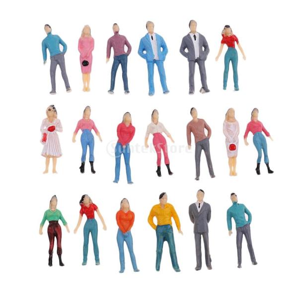 説明:列車鉄道パークストリートビルディング乗客人物図モデルミックスロット男性と女性のモデルの列車の乗客の様々なポーズの人形塗装された.準備ができている建物の建築シーンレイアウトとランドスケープモデルに最適 Materail:プラスチックサイ...