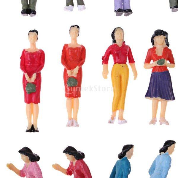 説明:列車鉄道パークストリートビルディング乗客人物図モデルミックスロット男性と女性のモデルの列車の乗客の様々なポーズの人形塗装された.準備ができている建物の建築シーンレイアウトとランドスケープモデルに最適 Materail:プラスチックサイ...