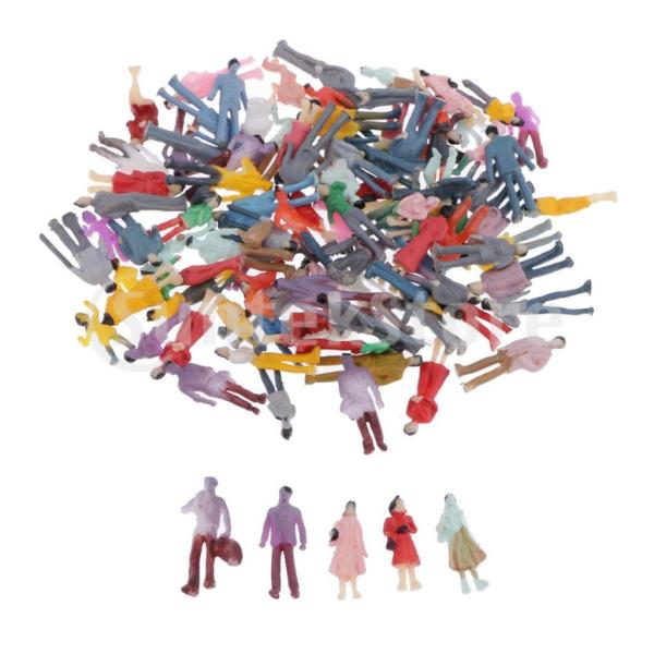 説明: HOスケールモデル人列車建物レイアウト塗装済み完成品 100個入りスケール：1/100 材質：ABS カラー：多色身長：約17〜20 mm / 0.66〜0.78 " パッケージに含まれるもの: 100個HOスケールモデル人...