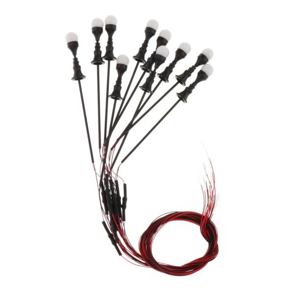 説明:10個1:100〜1:150スケール鉄道模型ランプポストミニチュアガーデンランドスケープ街路灯HO TTNLED.電圧:12V.内蔵1K抵抗.HO TTNなどに適しています鉄道や建物のレイアウトに最適です.それはあなたのマイクロモデル...