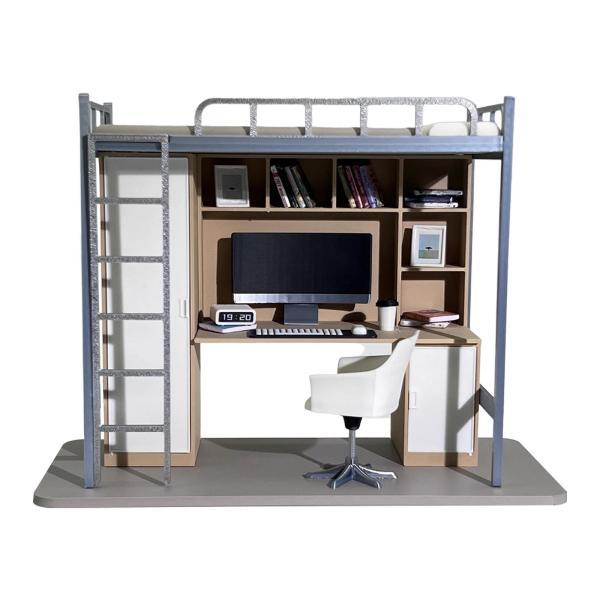説明:[詳細なミニチュア寮の部屋モデル]: 1/12スケールのミニチュア大学寮の部屋モデルで.椅子.ベッドなどがあり.リアルです. [素材]: ミニ家具はABS素材で作られており.変形しにくく.長期間使用できます. [ドールハウスアクセサリ...