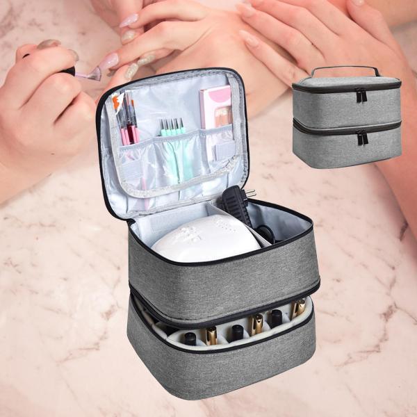 説明:二層デザイン:二重コンパートメント.マニキュアボトルとツールオーガナイザー.キャリングケースはきちんと整理されています.素材: 高品質のオックスフォード布素材を使用しており.レイヤー間の柔らかいパッドが内部のものを保護します.取り外し...