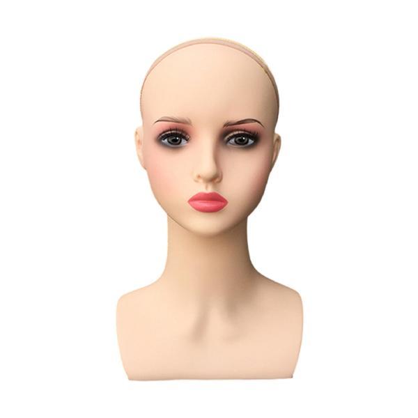 説明:[寸法]: ウィッグの展示や製作に使える首付き女性マネキンヘッドメイク.頭囲: 54cm/21.26インチ.高さ14.17インチ.肩幅7.48インチ. [プレミアム素材]: マネキンディスプレイモデルはPVC素材で作られており.軽量で...