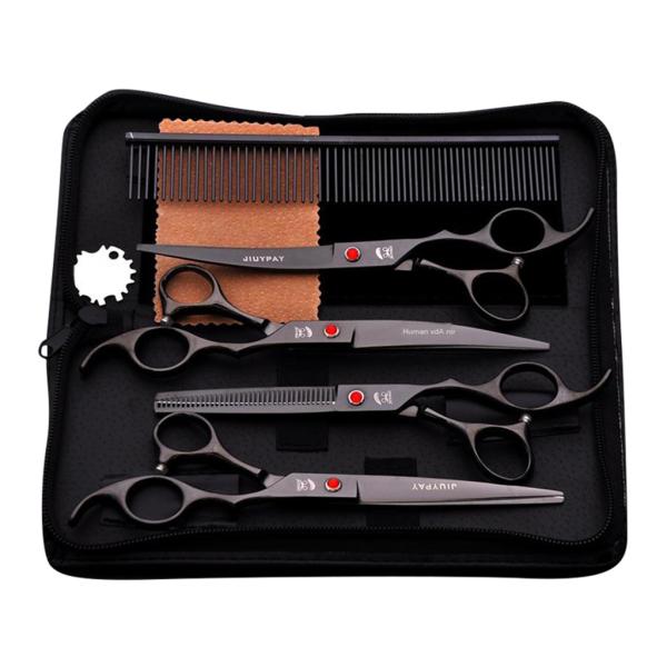 説明:1セット7 "プロのペットの犬猫グルーミングはさみ高品質の440C素材で作られており.耐久性があり.鋭く.安全で.ペットの皮膚を傷つけません.髪の長さに応じてさまざまな種類のシャーリングのニーズに対応するストレート.シンニング.カーブ...