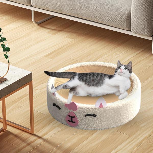 説明:2イン1猫スクラッベッド:猫引っ掻き機能と猫ラウンジベッド.猫が快適に横になることができます猫の爪とぎパッドのサイズ: (直径 x 高さ) 約 40cmx10cm/15.75inchx3.94inch.丸い形サイザル素材:サイザルで作...