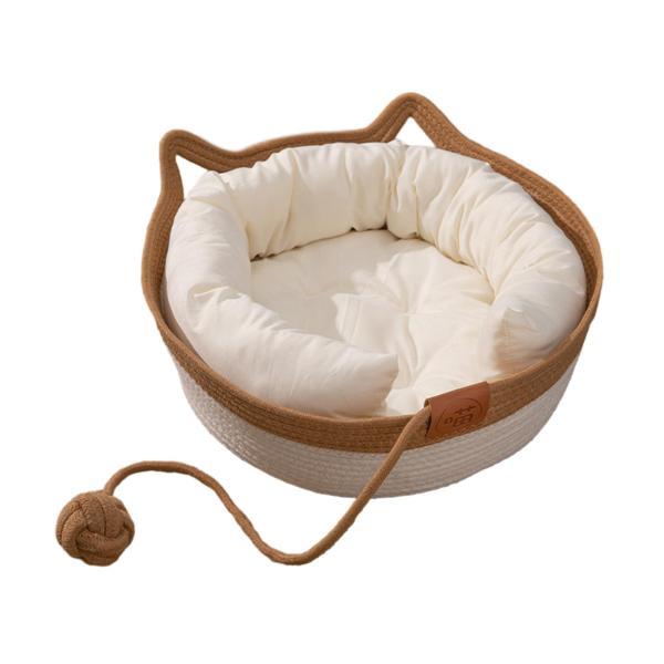 説明:[プレミアム素材]: かわいい猫耳の形のハンドルが付いた猫ベッドは.高品質の素材で作られており.より耐久性があり頑丈です.当店の猫ベッドは通気性に優れています.夏は涼しく.冬は暖かい.[快適]: 猫用ベッドバスケットは柔らかく快適で....