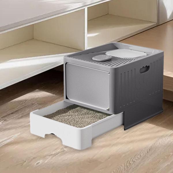 説明:[高品質素材]密閉型猫トイレは耐久性のあるABS素材で作られており.環境に優しく.硬度が高く.変形せず.滑らかな表面は猫を傷つけません.[特徴]猫トイレは広々としたスペース.高い側面.正面ドアのフラップ.上部の入り口があり.猫が自由に...