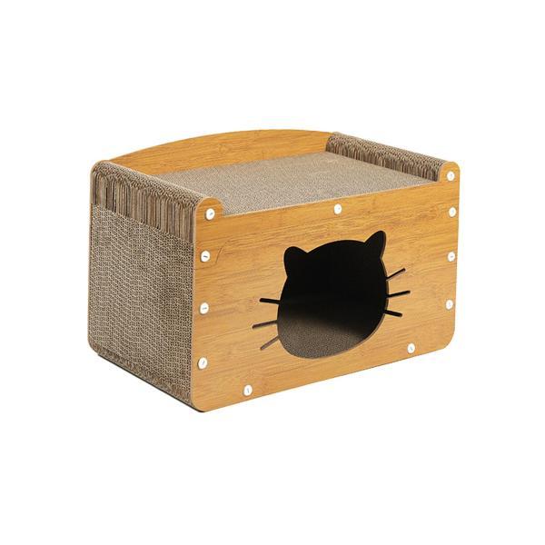 説明:[ドアデザイン付き]猫の形の入り口ドアが付いた屋内猫スクラッチャーラウンジ.あなたの家の素敵な装飾.[耐久性のある素材]猫の爪とぎボックスは.リサイクル可能な段ボール紙と複合木板素材で作られています.[2 in 1デザイン]猫の爪とぎ...