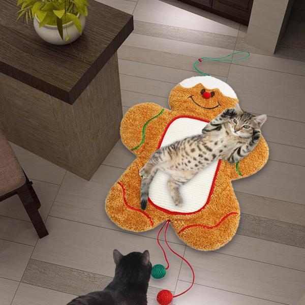 説明:[耐久性]: クリスマス ジンジャーブレッドマン キャット ネスト スリーピング マット.表面はリネンベルベットで.しっかりと織られ.滑らかで耐久性があり.猫が気に入る爪とぎパッドです.[休憩遊び]猫のスクラッチボードは柔らかく耐久性...