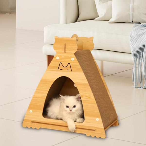 説明:[段ボール猫ハウス]:この猫段ボールハウスは.休んだり寝たりするための猫ハウスだけでなく.猫が運動したり遊んだりするための猫の爪とぎでもあります.[プレミアム素材]: スクラッチャーハウスは段ボール紙と木シートでできており.厚くて丈夫...