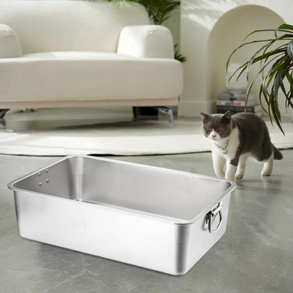 説明:[オープントップ]ハンドル付きのトイレパンは.猫.ウサギ.ハムスターなどのペットに最適です. [高い側面]オープントップの猫用トイレトレーは側面が高く.飛沫防止ガードとして機能するため.猫砂のこぼれを減らし.トレーから猫砂が飛び散るの...