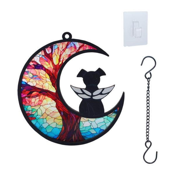 説明:[意味のあるデザイン]: このペットのメモリアルギフトは.月に静かに座っている犬と.背景に木の生命を描いており.来世.祖先のルーツ.神聖なエネルギーとのつながりを象徴しています. [素材とサイズ]: アクリルと木材を強力に接着した手作...