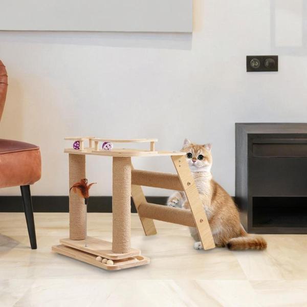 説明:[猫の爪とぎポスト]: サイザル麻の爪とぎポストは.猫が爪を研ぐ方法を提供し.家具の傷を防ぎ.ソファ.カーテン.マットレスを損傷や傷から守ります. [猫インタラクティブおもちゃ]: トラッキングボール.ベル.バネ.階段を備えた猫用スク...