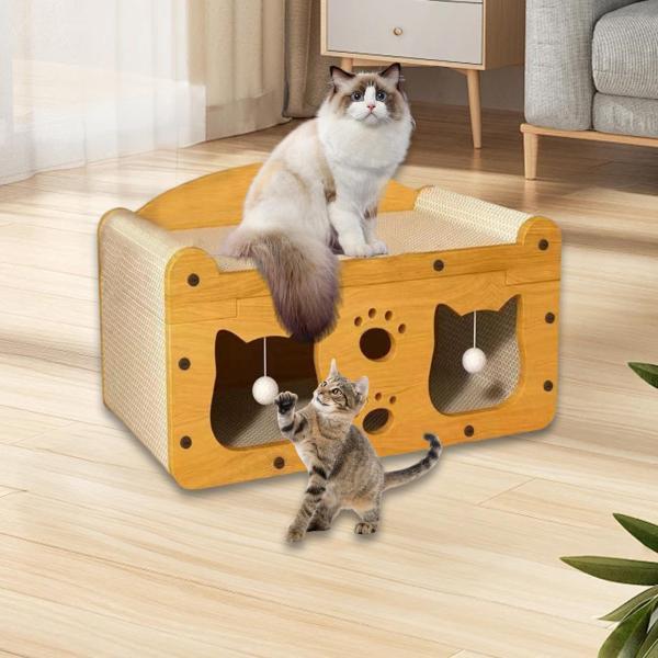 説明:[多機能]: この段ボール製の猫の家は猫のために特別に設計されており.猫が快適に休んだり.遊んだり.眠ったりするのに最適です. [高品質素材]: 密度ボードと段ボールで作られたこの二重層の猫用爪とぎハウスは.丈夫で摩耗に強く.長期間の...