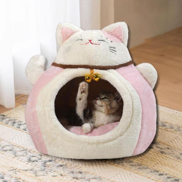 説明:[愛らしいデザイン]このキャットハウスは魅力的な招き猫(ラッキーキャット)の形をしており.ご自宅に遊び心を与え.ペットに居心地の良い隠れ家を提供します. [プレミアム素材]キャットシェルターは豪華なPPコットン詰め物で作られており.肌...