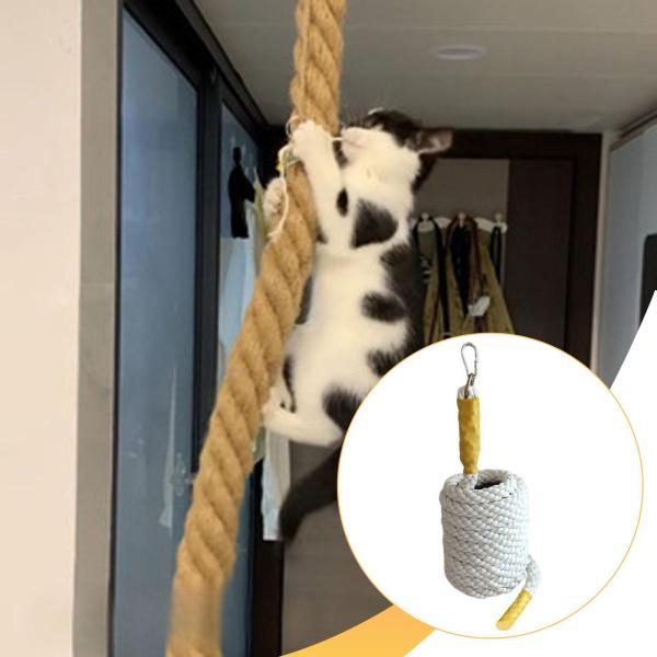 説明: [耐久性]: 厚手の上質な麻ロープで作られたこの登山用ロープは.引っかき傷や摩耗に非常に強く.猫の爪を研ぐ自然な欲求を完璧に満たします. [省スペース]: 天井壁取り付け型デザインで床面積を節約し.小さなアパートや限られた居住空間に...
