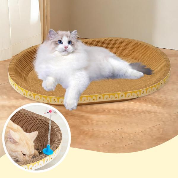 説明: [居心地が良い]この猫用爪とぎおもちゃは.快適なラウンジチェアを模倣した深いボウル型のデザインが特徴で.猫にリラックスして休んだり昼寝したりできる居心地の良い空間を提供します. [機能]爪とぎとベッドの両方の役割を果たし.猫の爪とぎ...