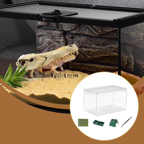 説明: [爬虫類飼育箱]: 爬虫類給餌箱には複数の通気孔があり.食べ物の残留物を簡単に掃除できます. [高透明素材]: 爬虫類飼育箱はPCで作られており.この囲いはペットを最適に観察するための優れた視認性を提供します. [動物の生息地ケージ...