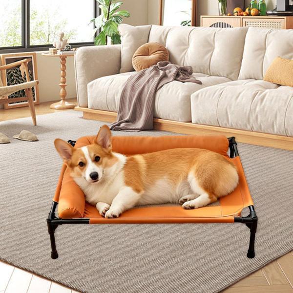 説明: [耐久性]丈夫な金属チューブと傷つきにくい布素材で作られたこのペットベッドは.毎日の使用に耐えるように設計されており.通気性と快適さを保ちながらペットに快適な寝心地を提供します. [高床式デザイン]地面から離れた高床式構造により.ベ...