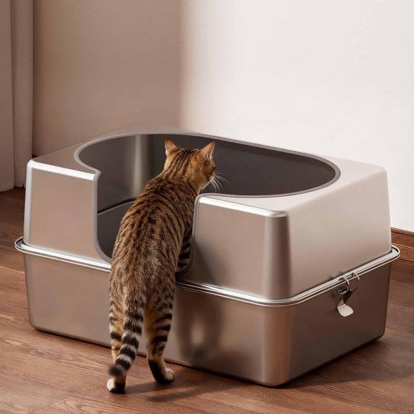 説明: [半密閉型デザイン]: この猫用トイレは半密閉型デザインを採用しており.空気の循環を促進し.猫の行動を把握しやすくします.排泄物の処理を効率的に行い.愛猫にとって清潔な環境を保ちます. [清潔さを保つための高い側面]: 高い側面のデ...