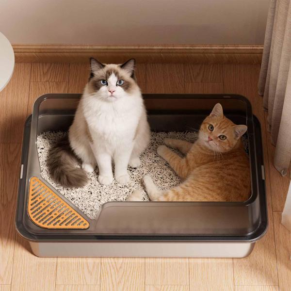 説明: [半密閉型デザイン]: この猫用トイレは半密閉型デザインを採用しており.空気の循環を促進し.猫の行動を把握しやすくします.排泄物の処理を効率的に行い.愛猫にとって清潔な環境を保ちます. [清潔さを保つための高い側面]: 高い側面のデ...