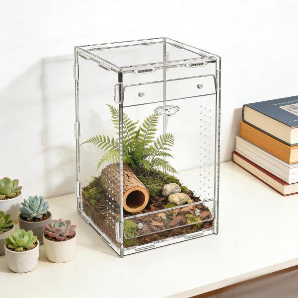 説明: [高]: 透明なアクリル製の爬虫類用テラリウムは優れた視認性を提供し.ペットをあらゆる角度から遮るものなく観察できます. [丈夫な素材]: 高品質のアクリルで作られたこの動物用ケージは.丈夫で割れにくく.お手入れも簡単なので.長期間...