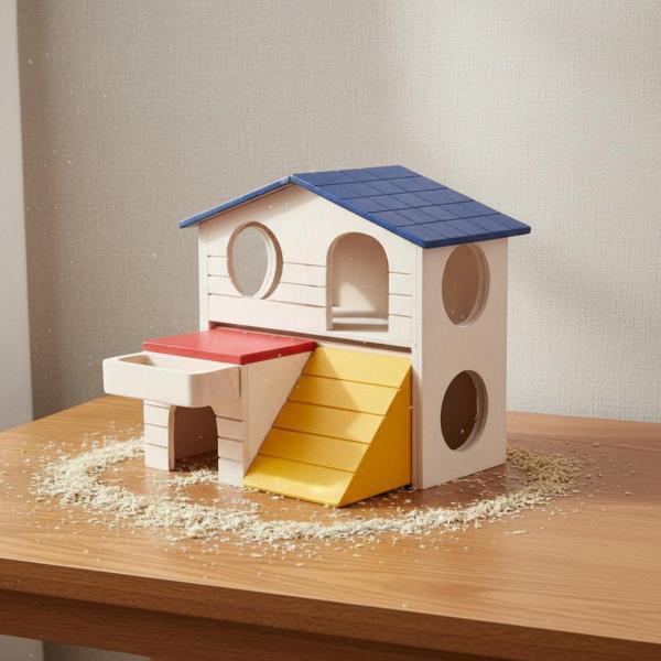 【高品質な素材】: 天然の松材を使用したこの小動物用品は、ペットに安全で心地よい木の香りが漂い、健康的な生活環境を提供します。【多機能な隠れ家】: 休息や遊びの場として最適なペット用隠れ家であり、複数の出入り口が通気性を確保し、ペットのスト...