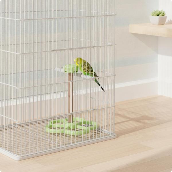 【基詳細報】: ペット用品として使える鳥かご止まり棒で、花形回転台と縦方向の支柱を備えた止まり棒スタンドです。ケージ内に取り付けて、ペットの鳥が止まったり遊んだりしやすい構成になっています。【機能】: 鳥かご遊び台として、鳥が足場に立って休...