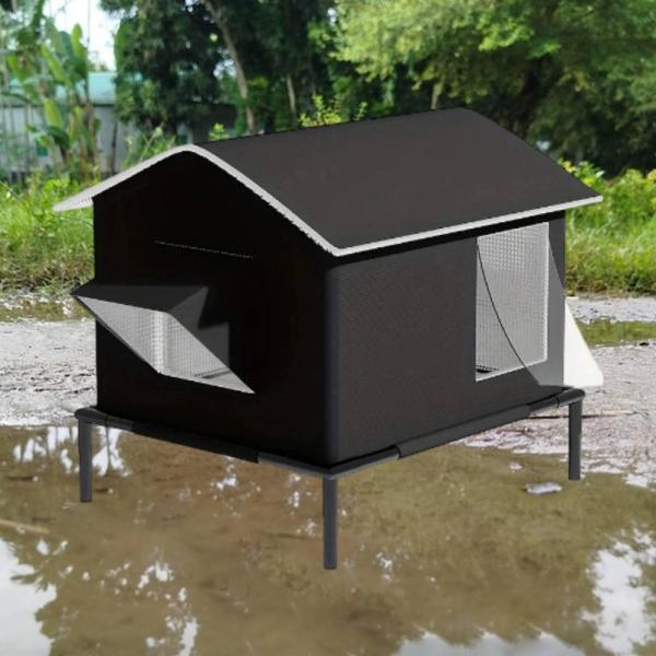 説明: [高床式デザイン]この屋外用猫シェルターは.地面から少し高い位置にある構造で.愛猫をドライで快適に保ちます.高床式なので地面からの湿気を防ぎ.居心地の良い安全な隠れ家を提供します. [素材]: 野良猫シェルターは布製で.内側は暖かく...