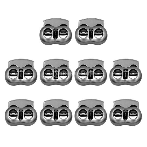 説明: 10本の灰色の亜鉛合金は、スプリングストップの楕円形の豆2つの大きな穴の巾着のロープコードロックをトグル手荷物、衣類、バックパック、テントなどのコードに広く使用され、コードをしっかりとロックすることができます材質：亜鉛合金寸法：約2...