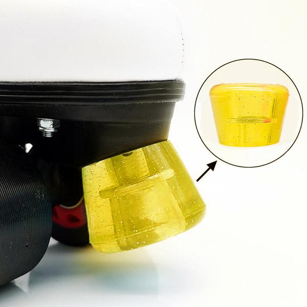 説明:プレミアムラバー素材で作られたこのローラースケートのつま先トッパーは.長期間使用しても非常に耐久性があります台形形状のデザインは.木材やアスファルトなどのあらゆる表面で完璧なグリップを提供します上部の中空の丸いラインは.クイックストッ...