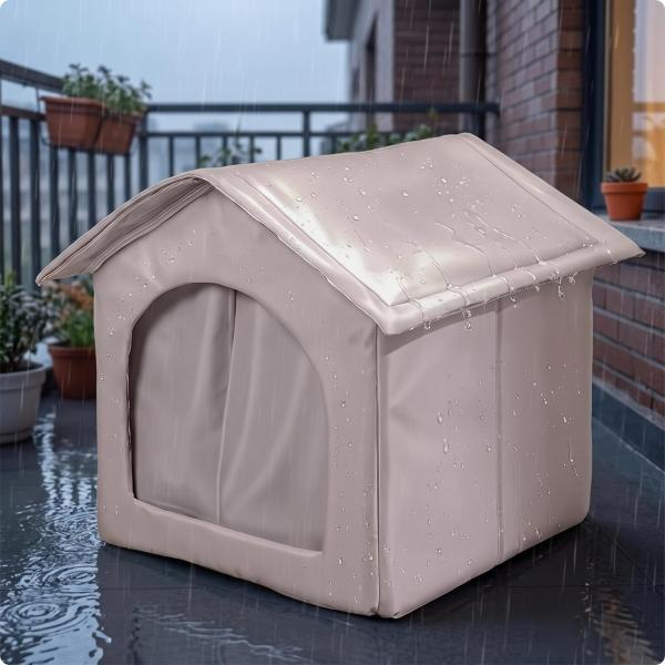 【製品概要】: 屋外での使用に適したハウス型の形状を採用し、大切なペットを風雨から守るために設計された実用的なペット用品です。【高床式設計】: 地面からの冷気や湿気を防ぐために、頑丈な管状の支持フレームで本体を浮かせた高床式ペットハウスです...