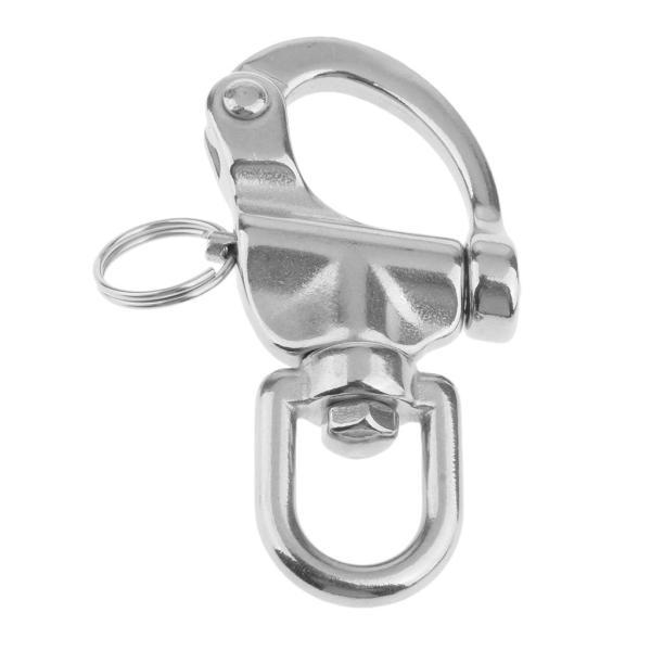 説明:クイックリリースバックル、バックルの緩和と固定を容易にするスプリングの抵抗良好な操作のために小さなスチールリングを使用鋭いエッジや表面の高温腐食を避ける海洋グレード316スナップシャックル、高強度と耐食性適切：ボート/マリン/ヨットセ...