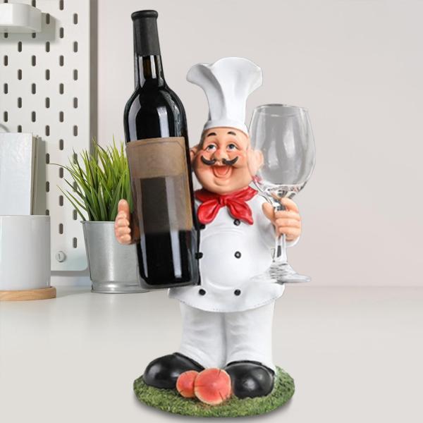 説明:シェフワインホルダー: ワインホルダーは素敵なシェフの形をしており.赤ワインやその他の小物を収納でき.家に芸術的な雰囲気を加えます.素材: ワインボトルホルダーは.高品質の樹脂素材.精巧な職人技.絶妙な外観.耐久性で作られています.使...