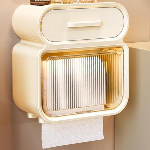 説明:[壁掛けデザイン]: トイレット ペーパー ホルダーは穴を開ける必要がなく.壁に貼り付けるだけです.壁を傷つけず.スペースを節約し.すっきりと美しいです.[大容量]: バスルームティッシュボックスは2層デザインです.上の層は私物を置く...