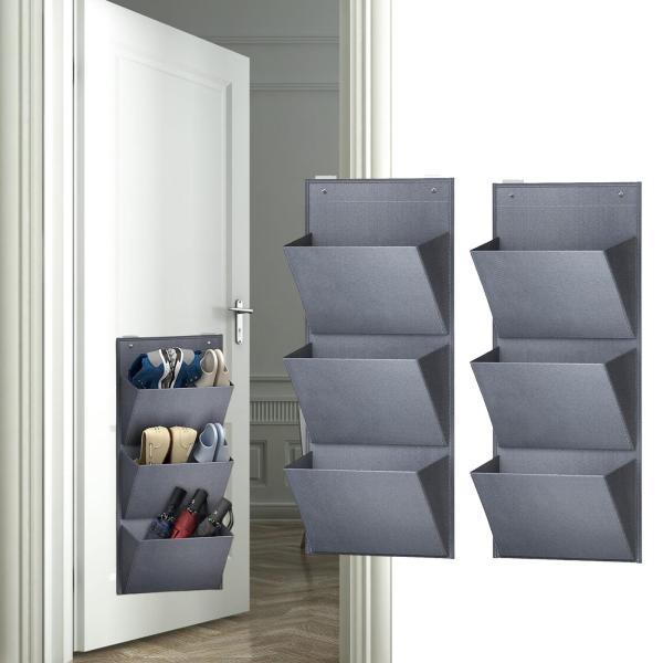 説明:[3つのポケット]:3つの棚が付いたドア上シューズオーガナイザーは.靴.衣類.化粧品.カップ.財布.おもちゃ.タオル.帽子.その他の雑貨を収納できるように設計されています. [素材]: 吊り下げ式シューズラックはオックスフォード布製で...