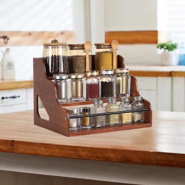 説明:[プレミアム素材]: このディスプレイスタンドは木材で作られており.精巧な職人技で頑丈で耐摩耗性があり.変形しにくく.安定した構造と長期的な耐久性を保証します. [3段デザイン]: 3段のステップデザインは.キッチンスパイス.香水.キ...