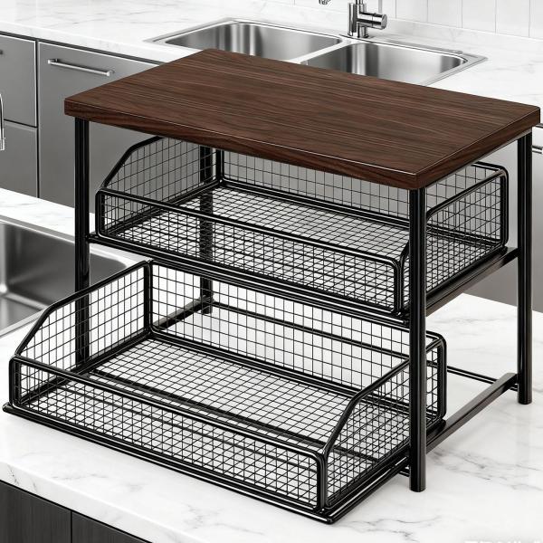 説明:[多用途]引き出し付きの多層デスクトップオーガナイザーは.コーヒーカップ.キッチンの必需品.小物の収納に最適です. [スムーズ]サイレントスライドレール設計により.引っかかることなく楽に静かに引き出し操作できます. [素材]頑丈な鉄と...