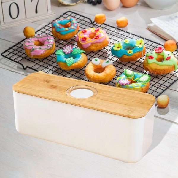 説明: [多用途収納]:この容器はパン.ケーキ.スナック.ペストリー.クッキー.その他の小物を収納し.キッチンを整理整頓するのに適しています. [プレミアム素材]:ブレッドボックスはポリプロピレン製で.スタイリッシュな竹製の蓋が付いており....