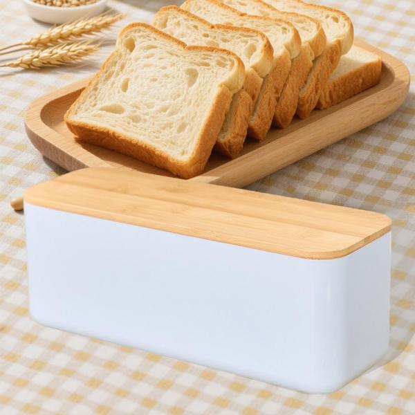 説明: [多用途収納]:この容器はパン.ケーキ.スナック.ペストリー.クッキー.その他の小物を収納し.キッチンを整理整頓するのに適しています. [プレミアム素材]:ブレッドボックスはポリプロピレン製で.スタイリッシュな竹製の蓋が付いており....