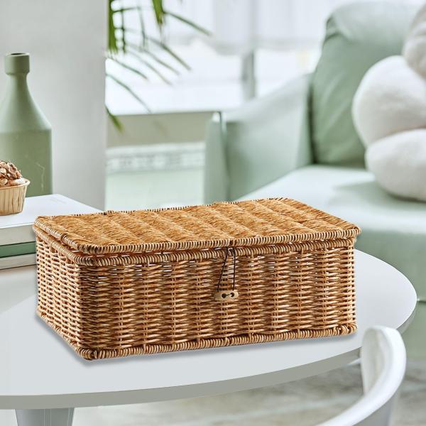 説明: [デザイン]この収納バスケットは.北欧風の装飾と籐編みの外観が特徴で.どんな空間にも優雅さとシンプルさを加えます. [素材]長方形のバスケットはプラスチック製で.鉄線で補強されており.安定性と耐久性が向上しています. [多用途]この...