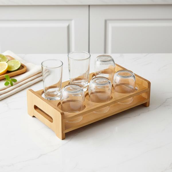 説明: [素材]: 竹素材を使用した丈夫な構造のメガネホルダー [ガラス製トレイホルダー]: カップを置くのに十分なスペースがあり.デスクをすっきりと整理整頓できます. [使いやすさ]: サービングトレイはしっかりと安定して置くことができ....
