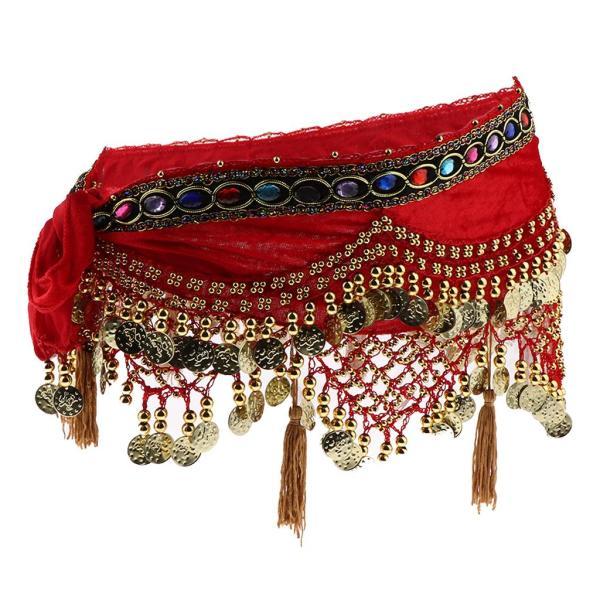 説明:材質:ポリエステル+ゴールドコイン全長150cm / 59インチ.幅:23cm / 9.06インチ.装飾部分の長さ:79cm / 31インチ美しいエジプトのベリーダンスのヒップラップ.100%ハンドメイド複数の金色のビーズとコインで....