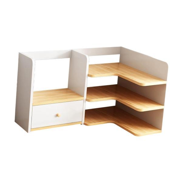 説明:素材: 木製素材で作られたこのデスクトップコーナー本棚は頑丈で安定しており.本.カップ.その他の小さなアイテムを手間をかけずにサポートできます製品寸法: デスクトップオーガナイザーの寸法は50cmx30cmx48cmです.テーブルやカ...