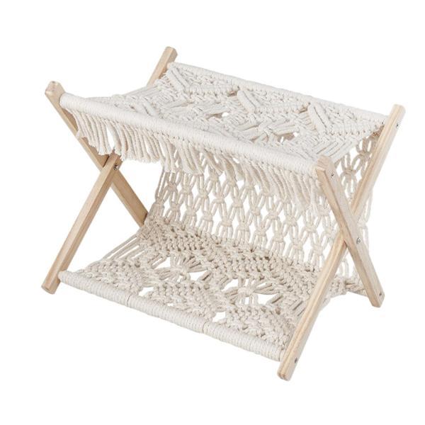 説明:[手編み]: ボヘミアン収納ラックは.高品質の木材と綿ロープ素材で作られており.リビングルームのソファの横に置いて本を収納するのに適しています. [整理しやすい]: 当社のボヘミアンラックは.アパート.マンション.RV.寮の部屋.リビ...