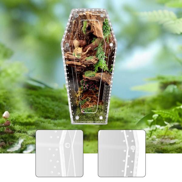 説明:[クリアな視界と頑丈な構造]: 高品質の高透明アクリルで作られたこの棺型ハエトリグモ飼育ケージは.ペットの行動を360度遮るものなく見渡すことができます.頑丈な構造により.長期間の使用と安全な生息地を保証します. [小型ペットのための...