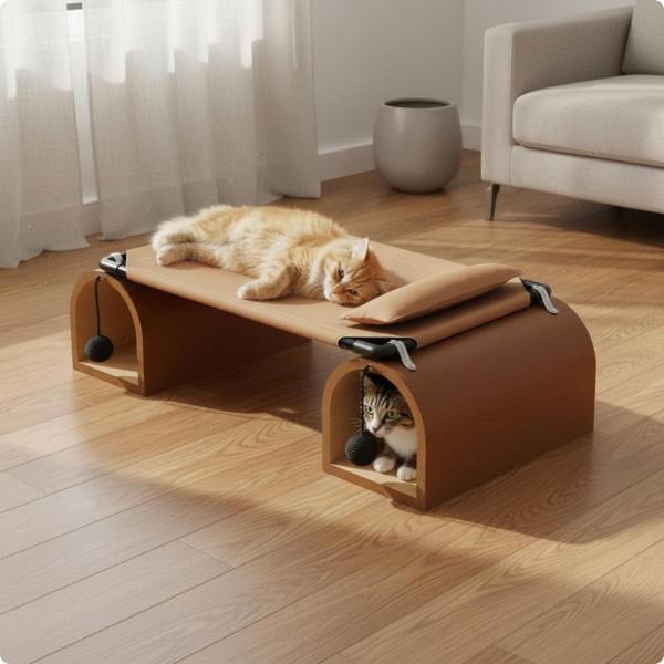 説明: [製品タイプ]: この猫用トンネルベッドは.高床式ベッドのデザインと居心地の良い休息エリアを組み合わせたもので.猫や小型犬がくつろいだり.隠れたり.交流したりできる快適な場所を1つの動物用休息器具で提供します. [両面開閉式トンネル...
