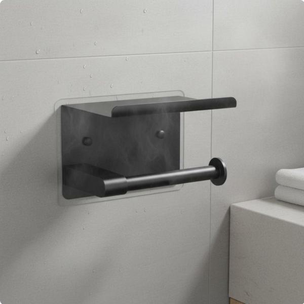 【多機能デザイン】: スマートフォンや小物を置ける便利な棚が付いた、スマホ置き付きトイレットペーパーホルダーです。: 耐久性に優れた304ステンレス鋼を採用した浴室用品で、錆びにくく長持ちします。【省スペース収納】: 壁掛け式ペーパーホルダ...