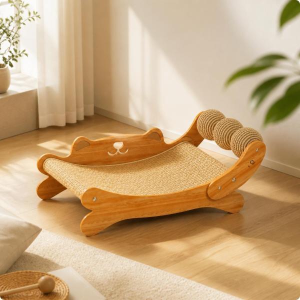 説明: [プレミアムデザイン]: このスタイリッシュな猫用家具は.ご自宅のインテリアに自然に溶け込み.インテリアの美観を損なうことなく.愛猫のための専用スペースを提供します. [頑丈な構造]: 木製フレームで作られた猫用爪とぎで.傾斜した支...